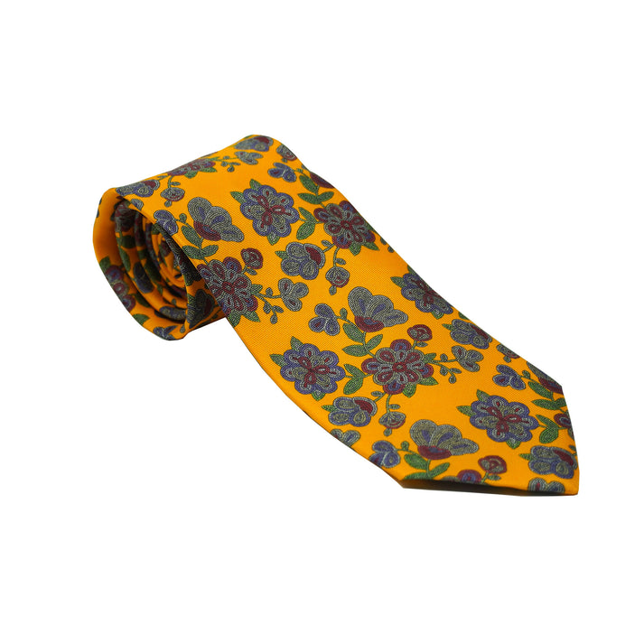 JAMESON DOUGLAS - Orange with Maroon/Black Flowers Tie – Jameson ...